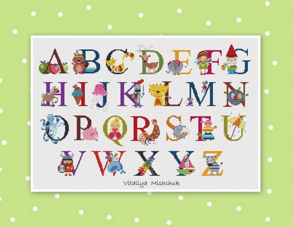 Baby Alphabet Cross Stitch Pattern Letters Animals Cross - Etsy