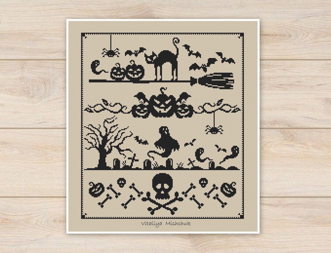 Halloween Spooky Cross Stitch Pattern Nightmare Haunting Night Scary ...