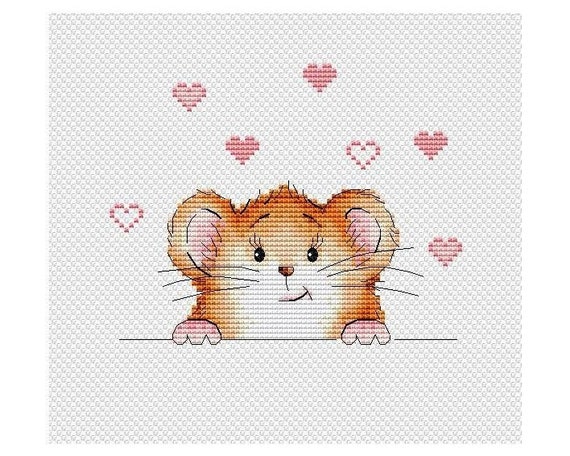 Mouse Cross Stitch Pattern for Kids Colorful Art DIY X Stitch | Etsy