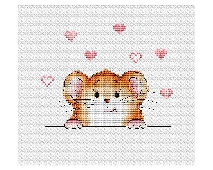 Mouse Cross Stitch Pattern for Kids Colorful Art DIY X Stitch | Etsy
