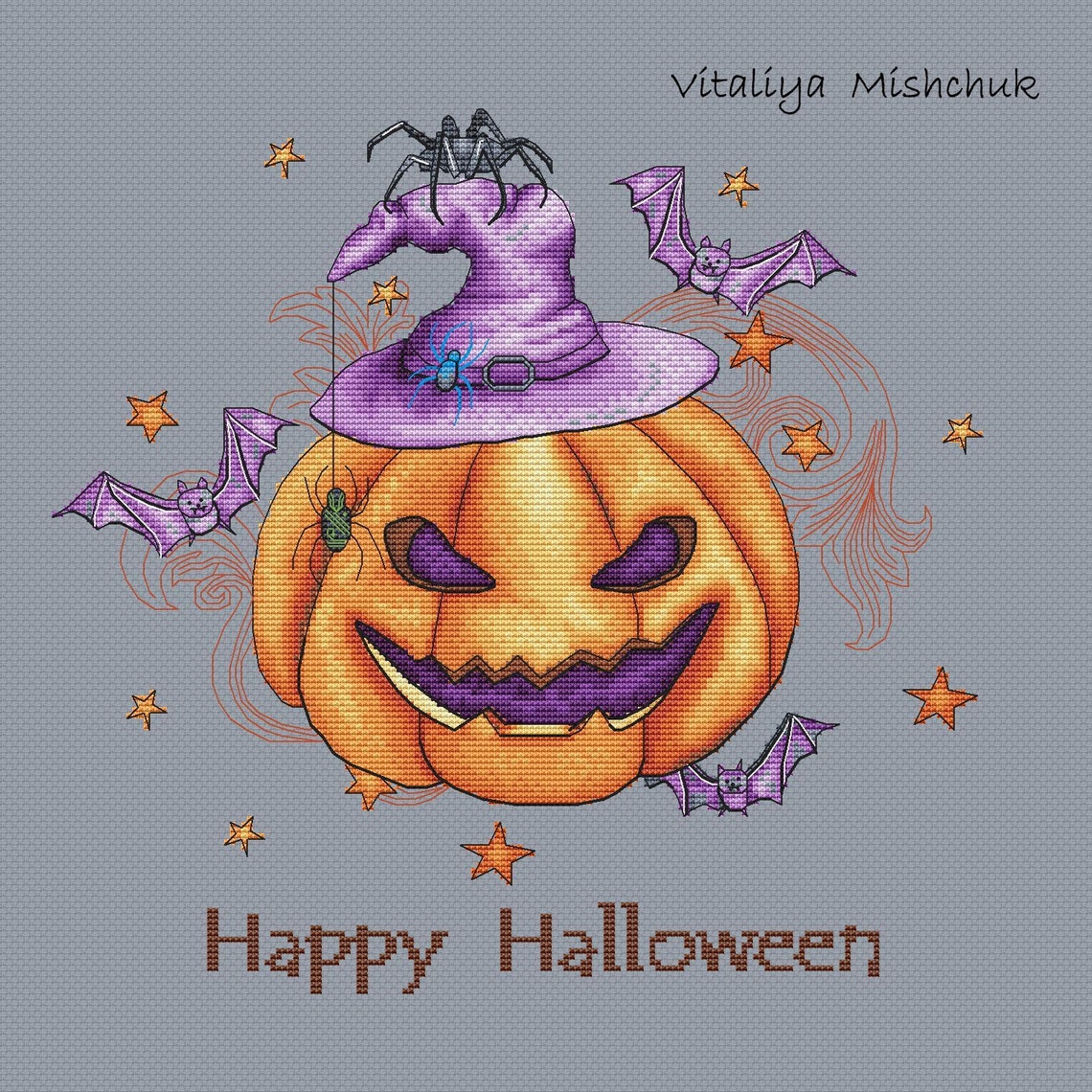 Halloween Pumpkin Cross Stitch Pattern Spooky Happy Halloween - Etsy