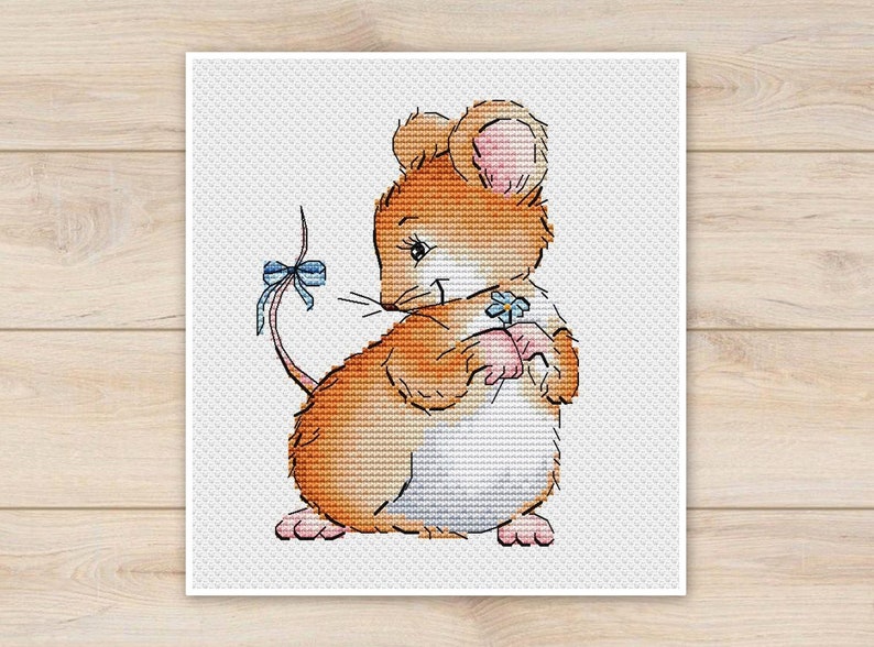 Mouse Cross Stitch Pattern for Girl Colorful Art DIY X-stitch - Etsy