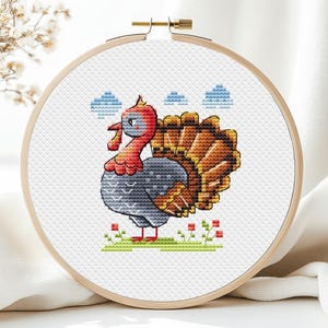 Turkey Cross Stitch Pattern Farm Bird Animal Poultry Small Thanksgiving ...
