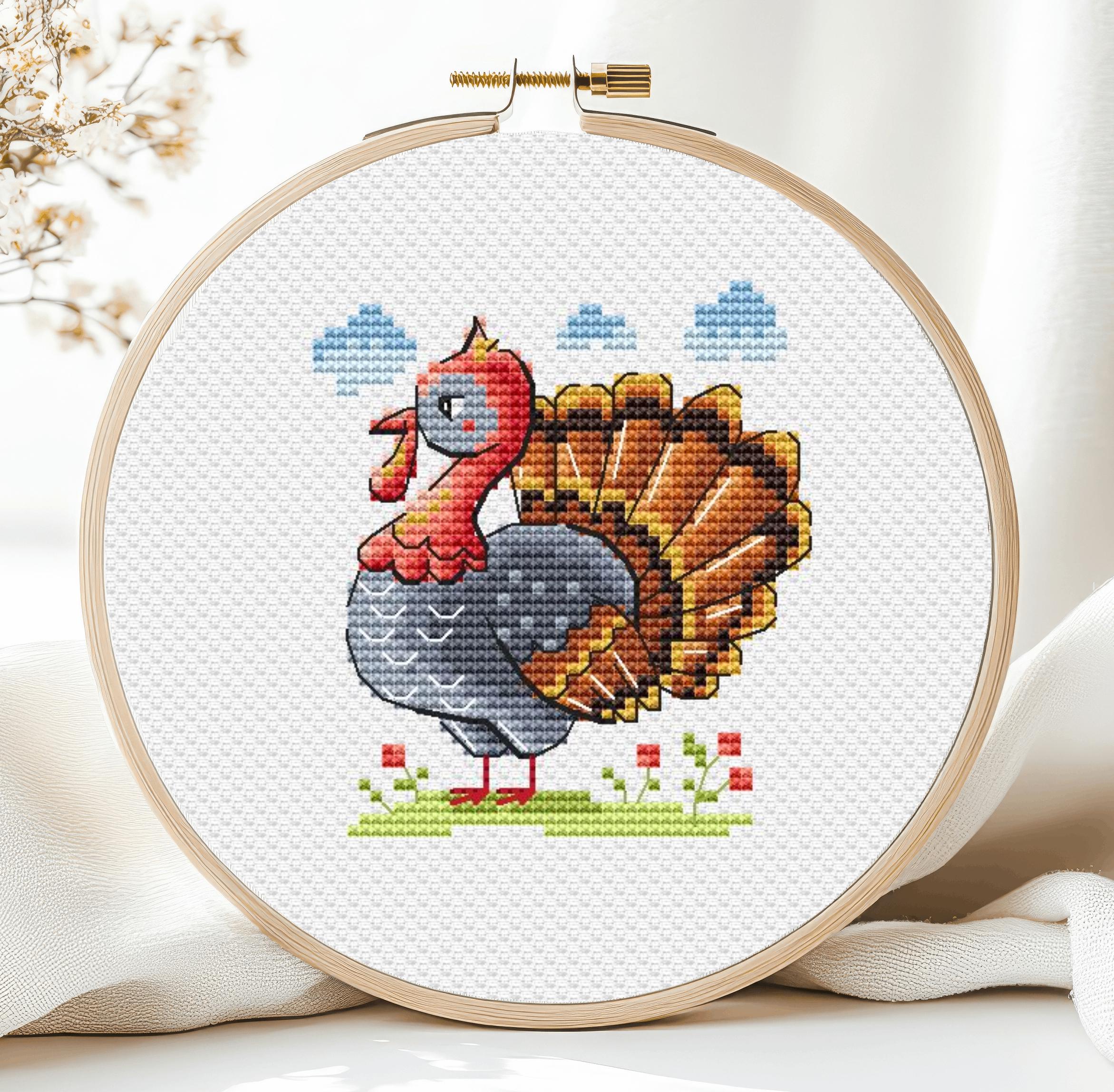 Turkey Cross Stitch Pattern Farm Bird Animal Poultry Small Thanksgiving ...