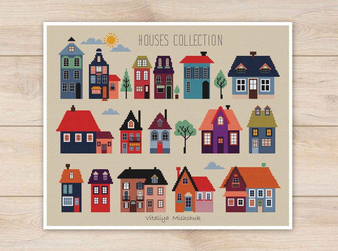 House Cross Stitch Pattern Home PDF Set Village City Street Collection ...