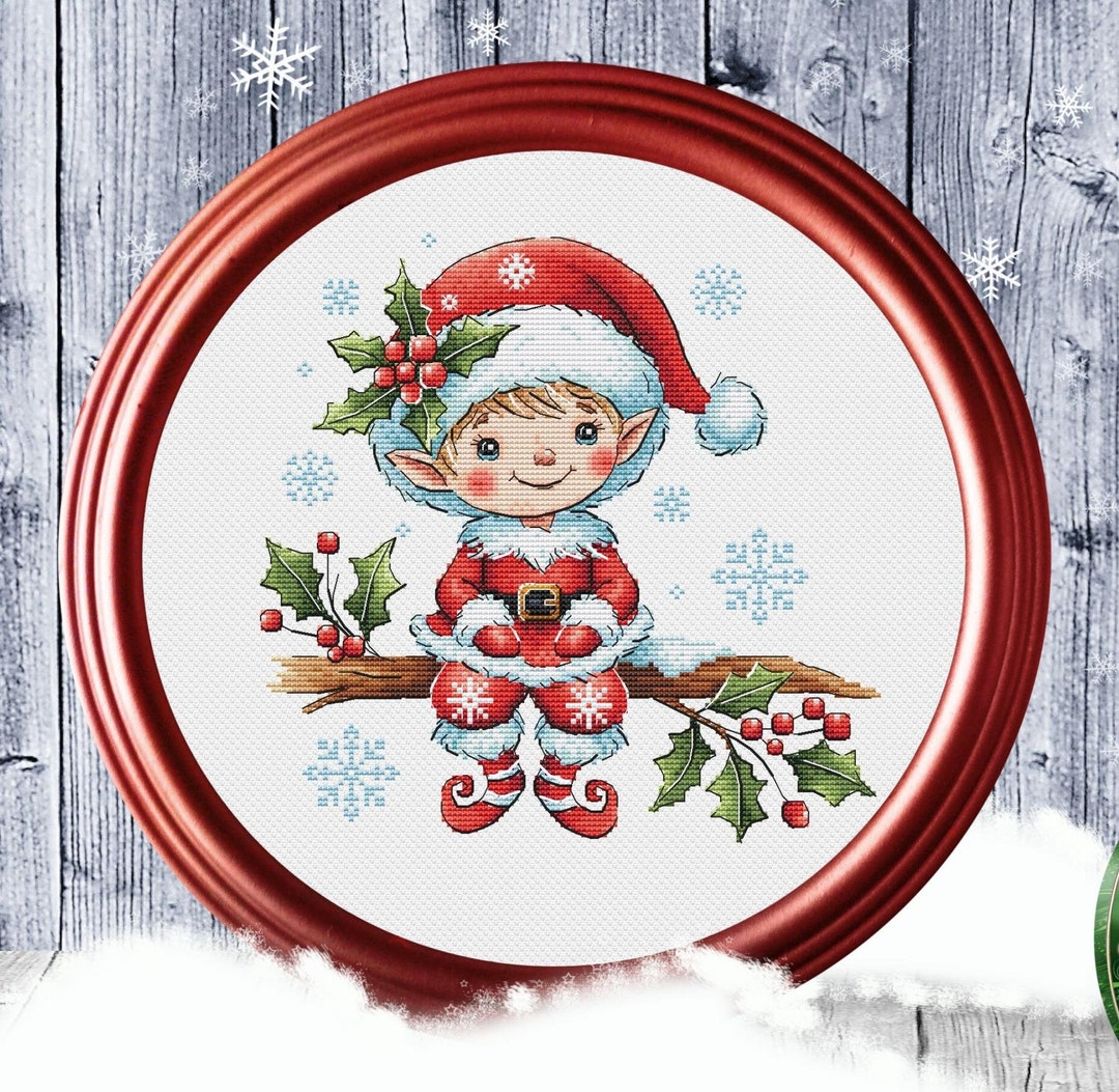 Christmas Elf Cross Stitch Pattern Pdf Holiday Xmas Decoration Santa ...