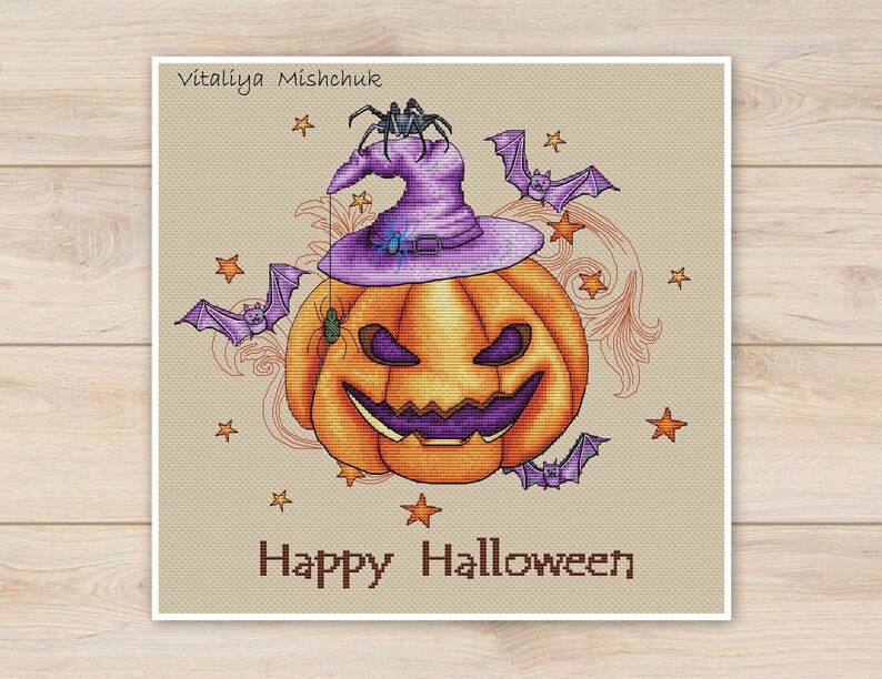 Halloween Pumpkin Cross Stitch Pattern Spooky Happy Halloween - Etsy