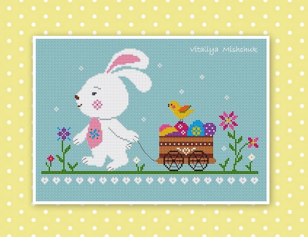 Easter Bunny Cross Stitch Patterns, Easter for Kids Nutsery Easy Simple ...