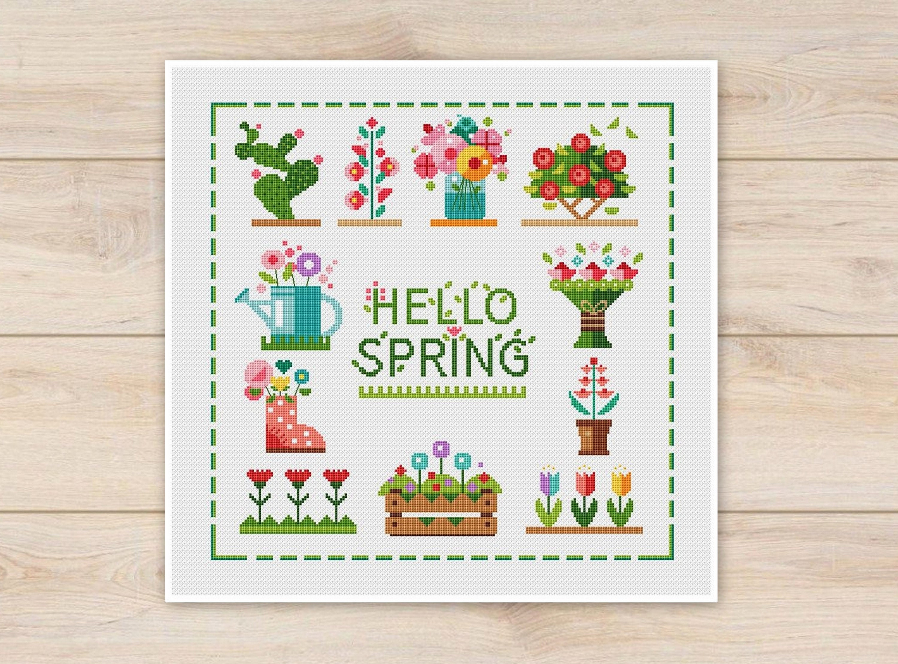 Spring Sampler Cross Stitch Pattern PDF Spring Time Spring - Etsy