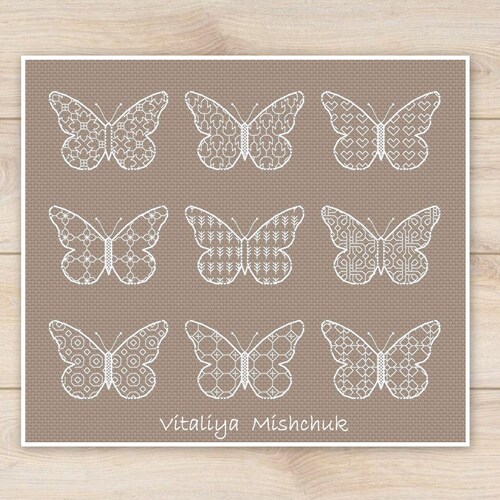 Blackwork Butterflies Cross Stitch Pattern Butterfly Cross - Etsy