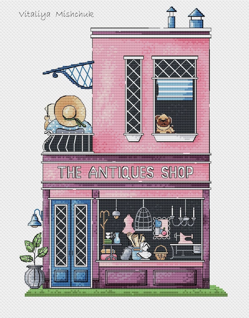 Houses Cross Stitch Pattern Shop Showcase Bistro Set Village - Etsy