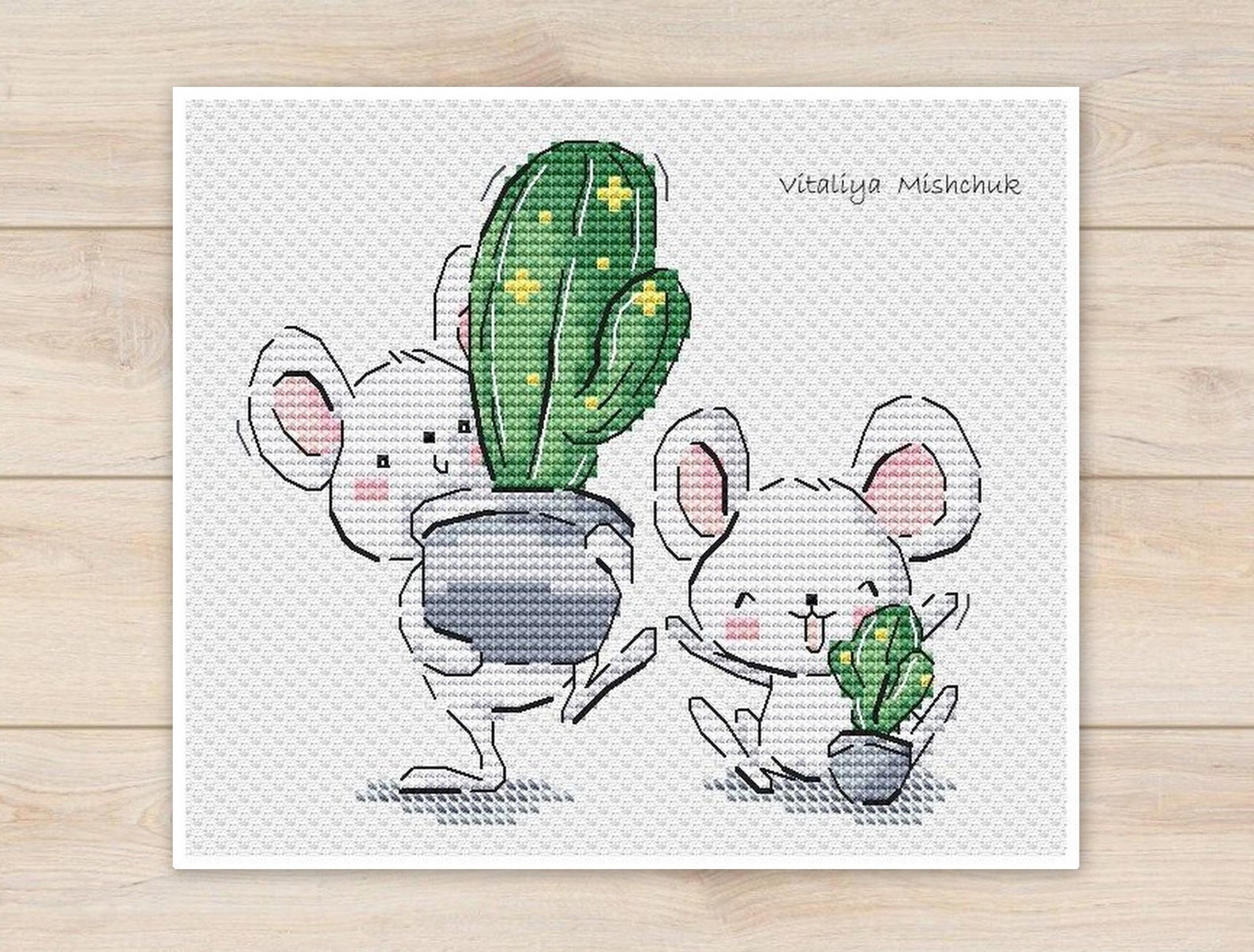 Mouse Cross Stitch Pattern PDF Cactus Cacti Target Animals Funny for ...