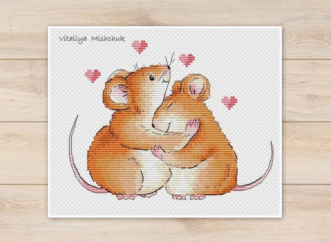 Mouse Cross Stitch Pattern, Love Cross Stitch Pattern, Animals Cross ...