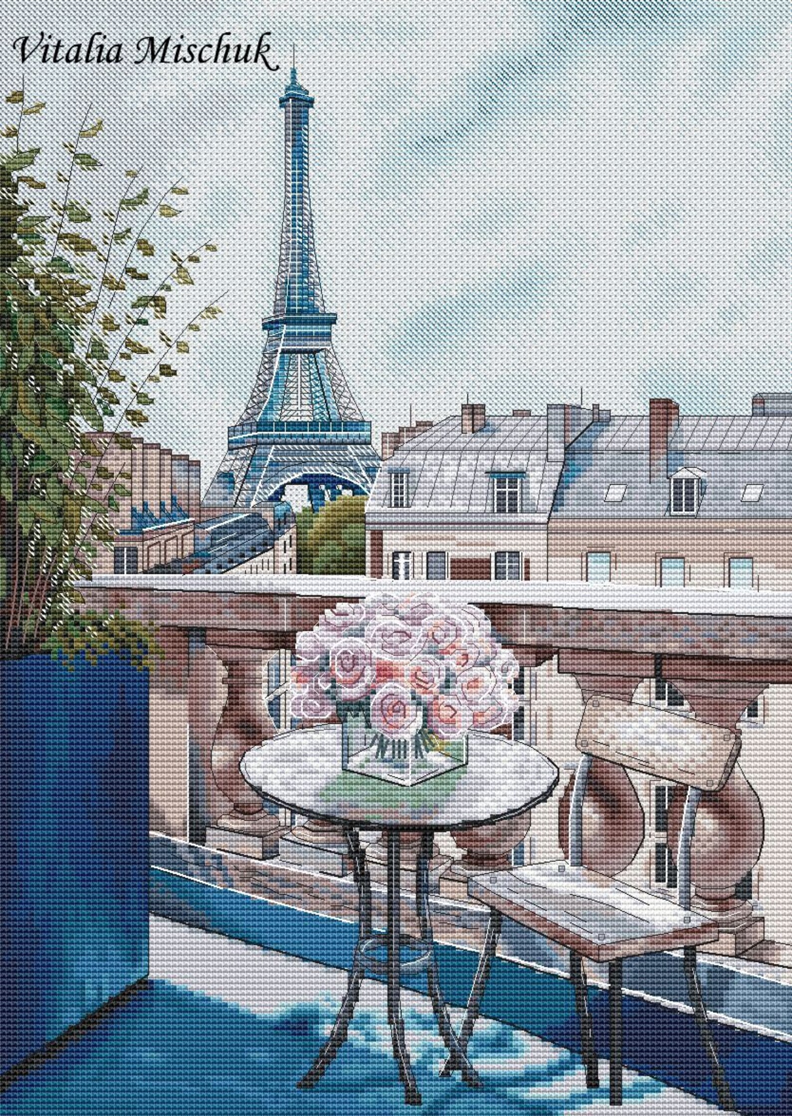 City Cross Stitch Pattern Paris Cross Stitch Colorful Art X Stitch ...