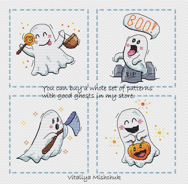 Ghost Cross Stitch Pattern Halloween Cross Stitch Pattern | Etsy