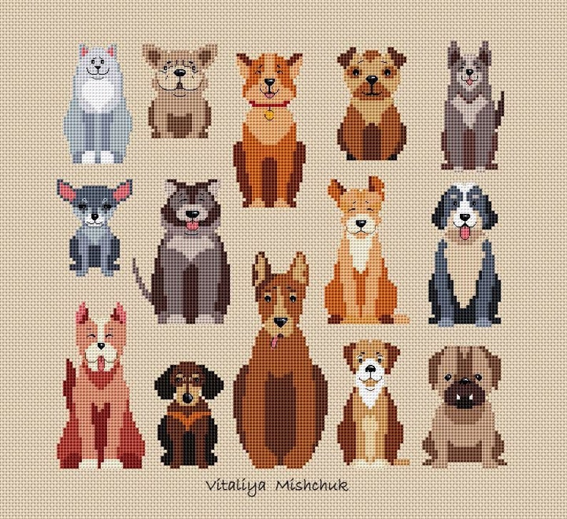 Dogs Cross Stitch Pattern PDF Collection Dog Silhouette Set - Etsy