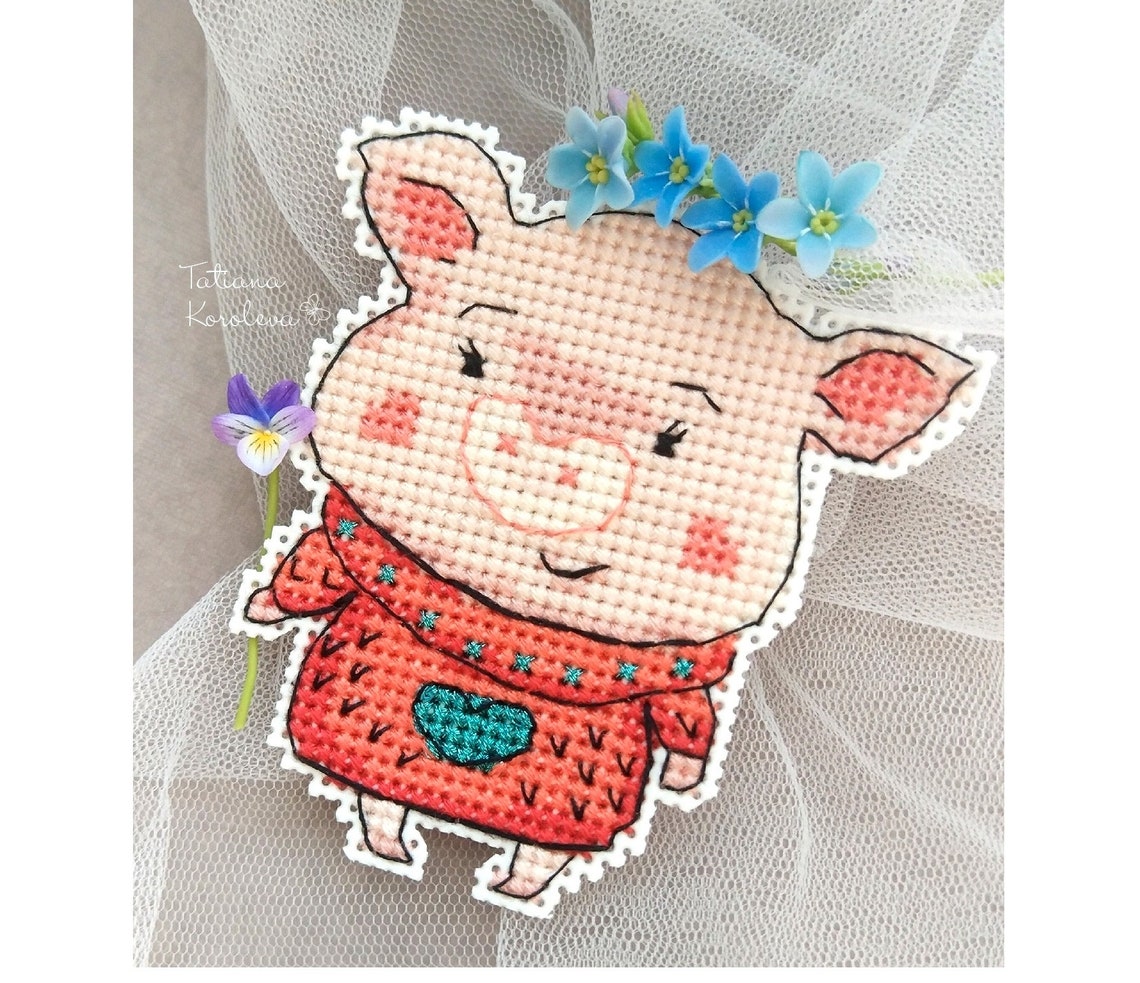 Small Pig Cross Stitch Pattern, Christmas Animals Cross Stitch Pattern ...