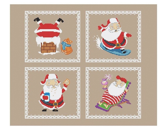 Christmas Santa Cross Stitch Pattern Primitive Christmas | Etsy