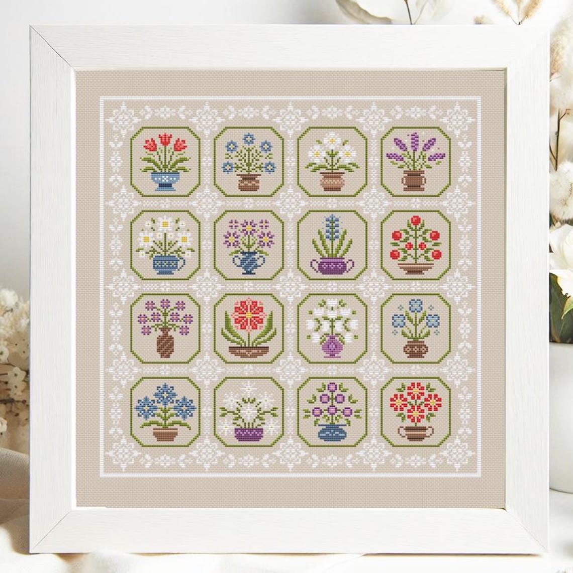 Small Flower Cross Stitch Pattern Mini Tiny Floral Folk Set Garden ...
