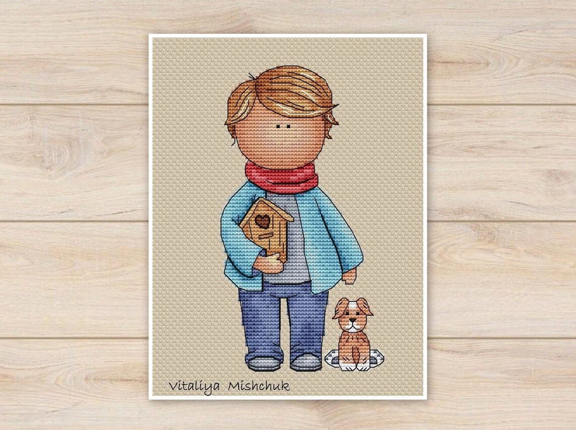 Baby Boy Cross Stitch Pattern for Kids Tilda Doll Boy Witch - Etsy