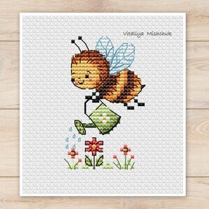 Bees Cross Stitch Pattern Cute Flower Animals Small Mini Tiny Micro ...