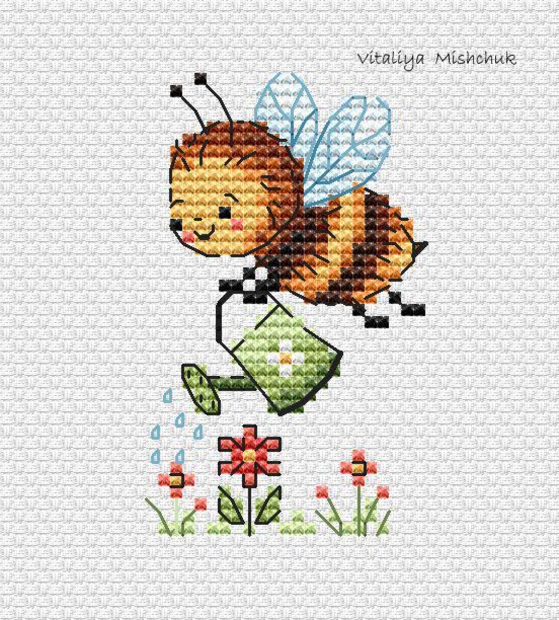 Bees Cross Stitch Pattern Cute Flower Animals Small Mini Tiny Micro ...