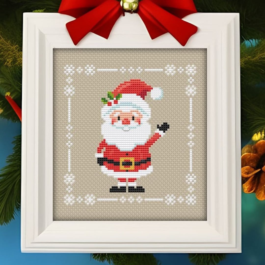Christmas Card Cross Stitch Pattern Santa Easy Small Tiny Xmas ...