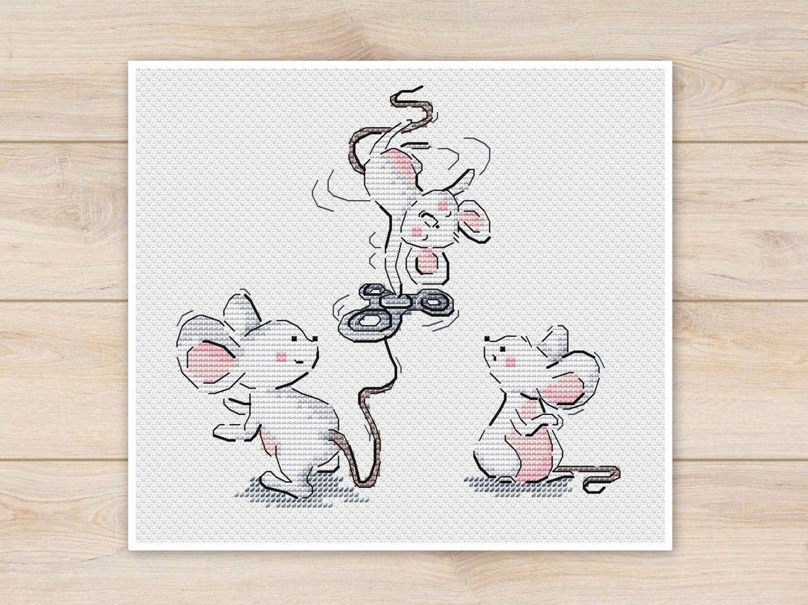 Mouse Cross Stitch Pattern PDF Mice Target Animals Baby Boy - Etsy