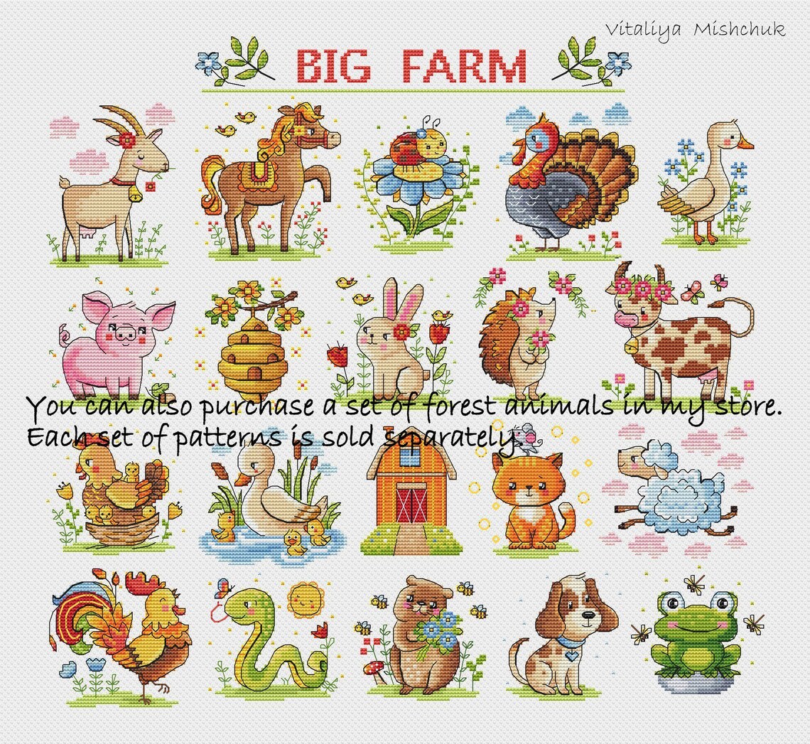 Mouse Cross Stitch Pattern Baby Animal Mice Small Mini Forest Wild for ...