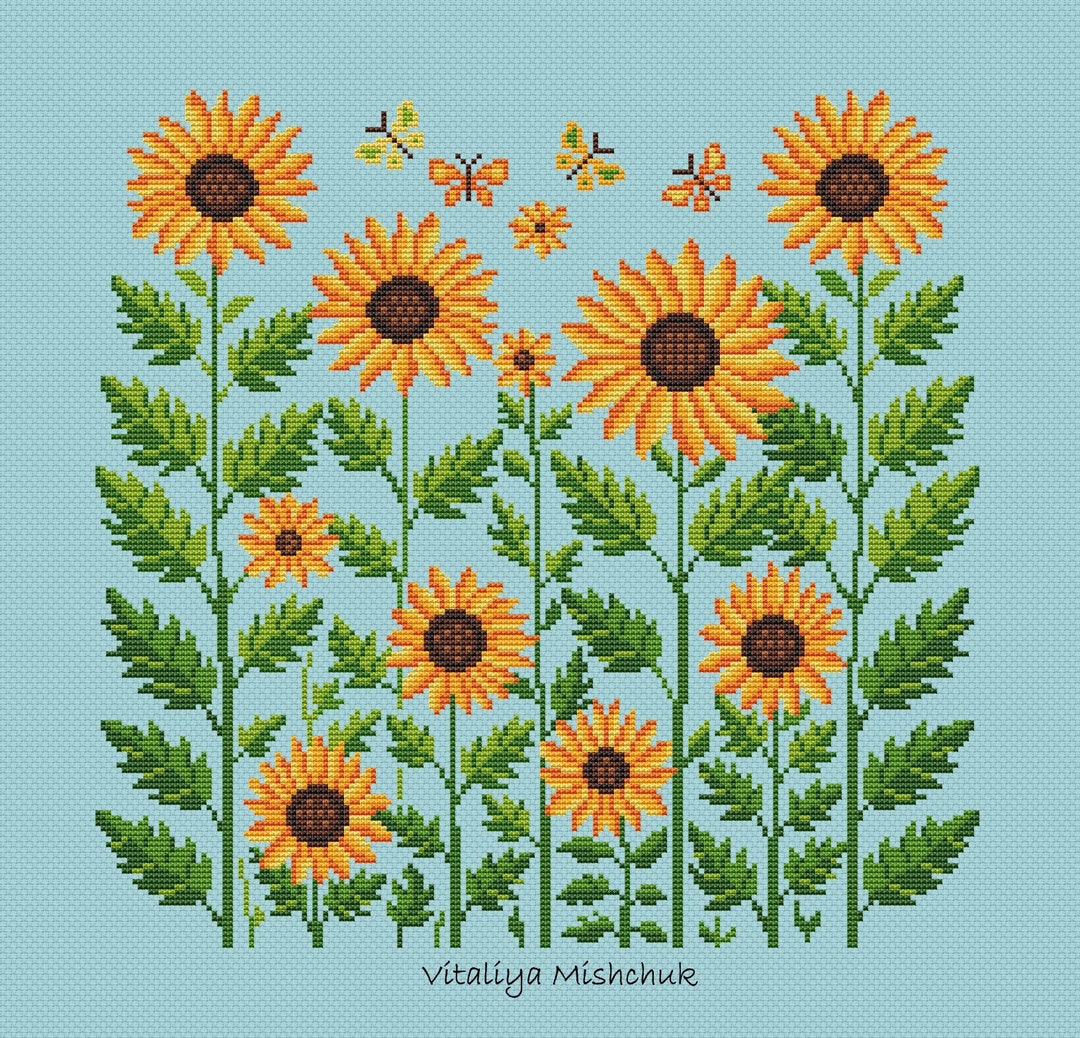 Sunflower Cross Stitch Pattern Summer Flower Wildflowers Plants Floral ...