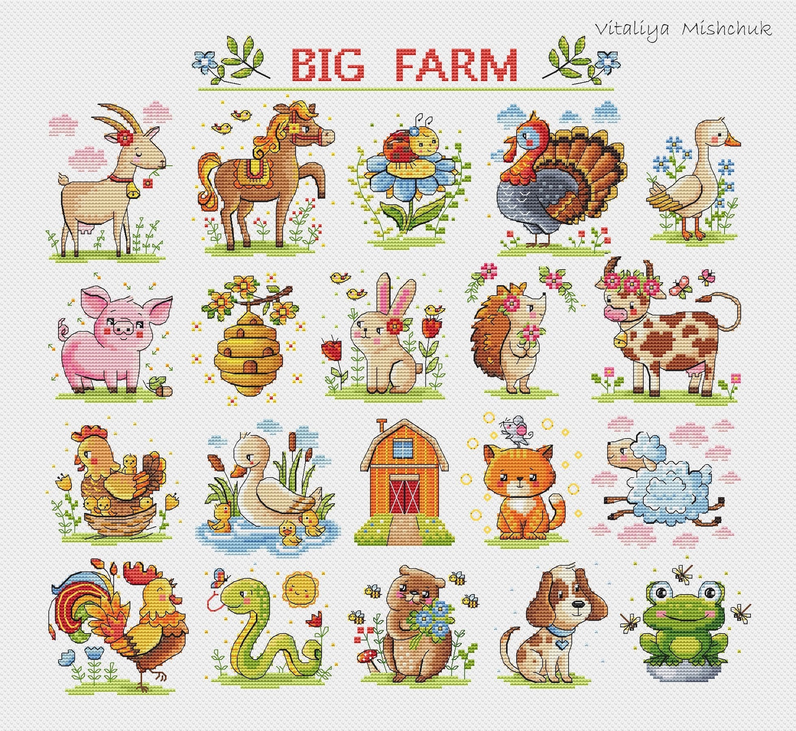 Baby Animals Cross Stitch Pattern PDF Farmhouse Cute Baby Room - Etsy