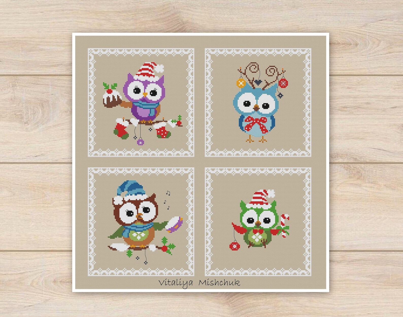 Christmas Owls Cross Stitch Pattern Christmas Animals Birds - Etsy