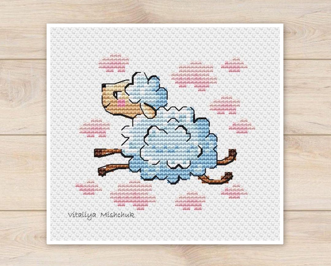 Sheep Cross Stitch Pattern Farm Animal Small Baby Girl Mini Card ...