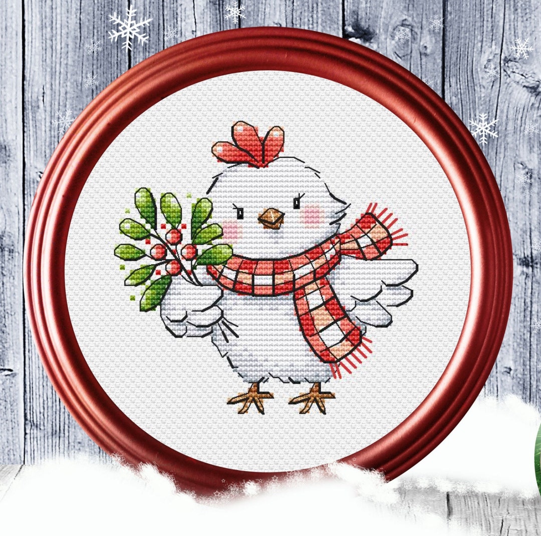 Christmas Cards Cross Stitch Pattern Chicken Birds Small Animal ...