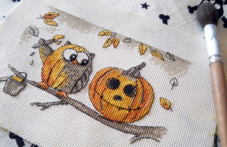 Halloween Cross Stitch Pattern Halloween Pumpkin DMC DIY - Etsy