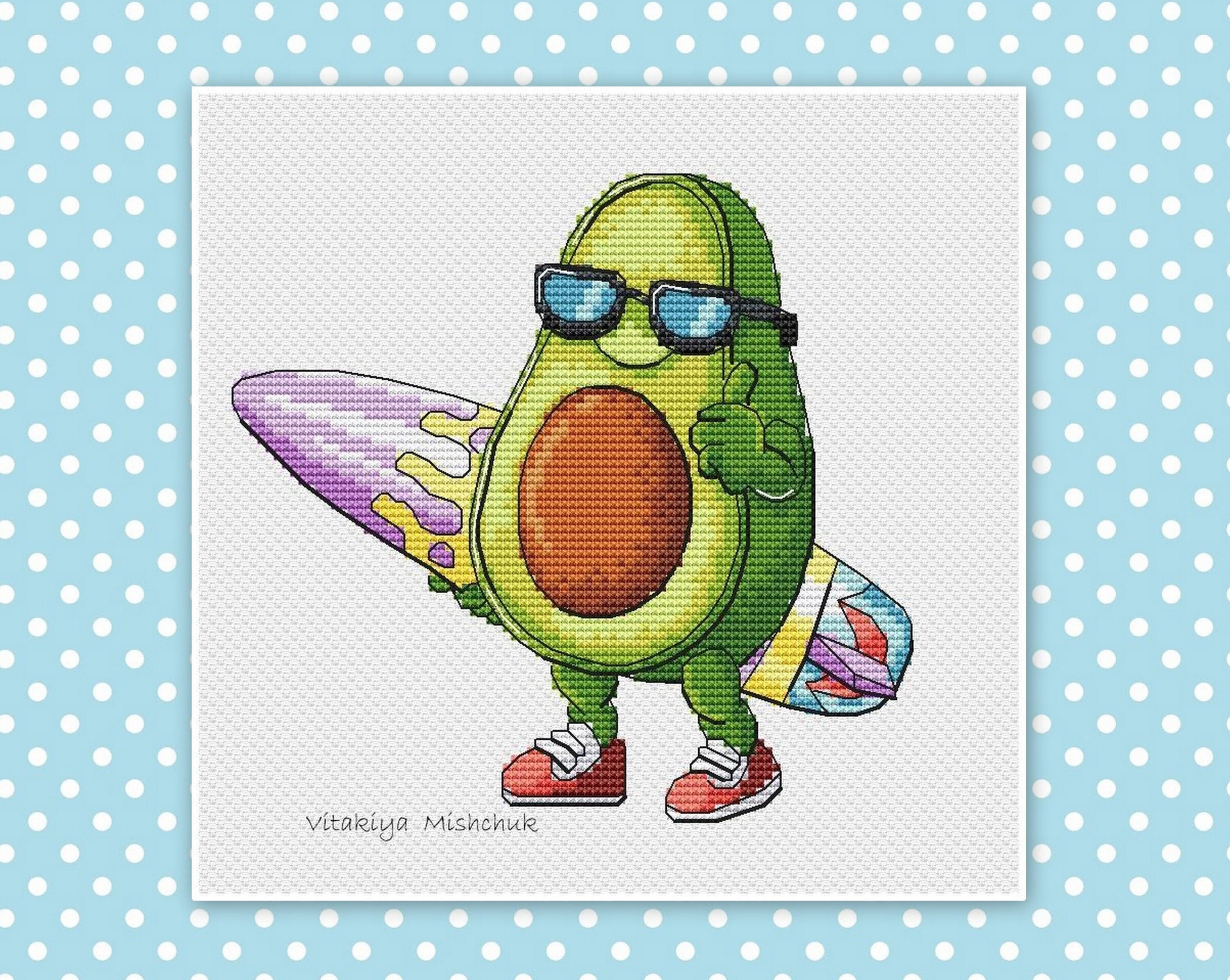 Avocado Cross Stitch Pattern Summer PDF Cute Funny Cool for - Etsy