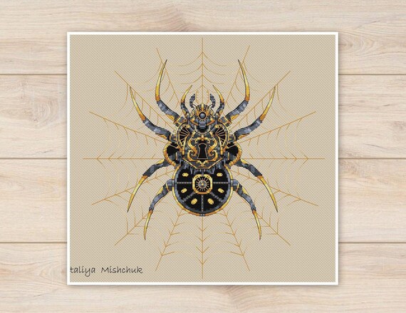 Spider Cross Stitch Pattern PDF Insects Steampunk Modern for - Etsy