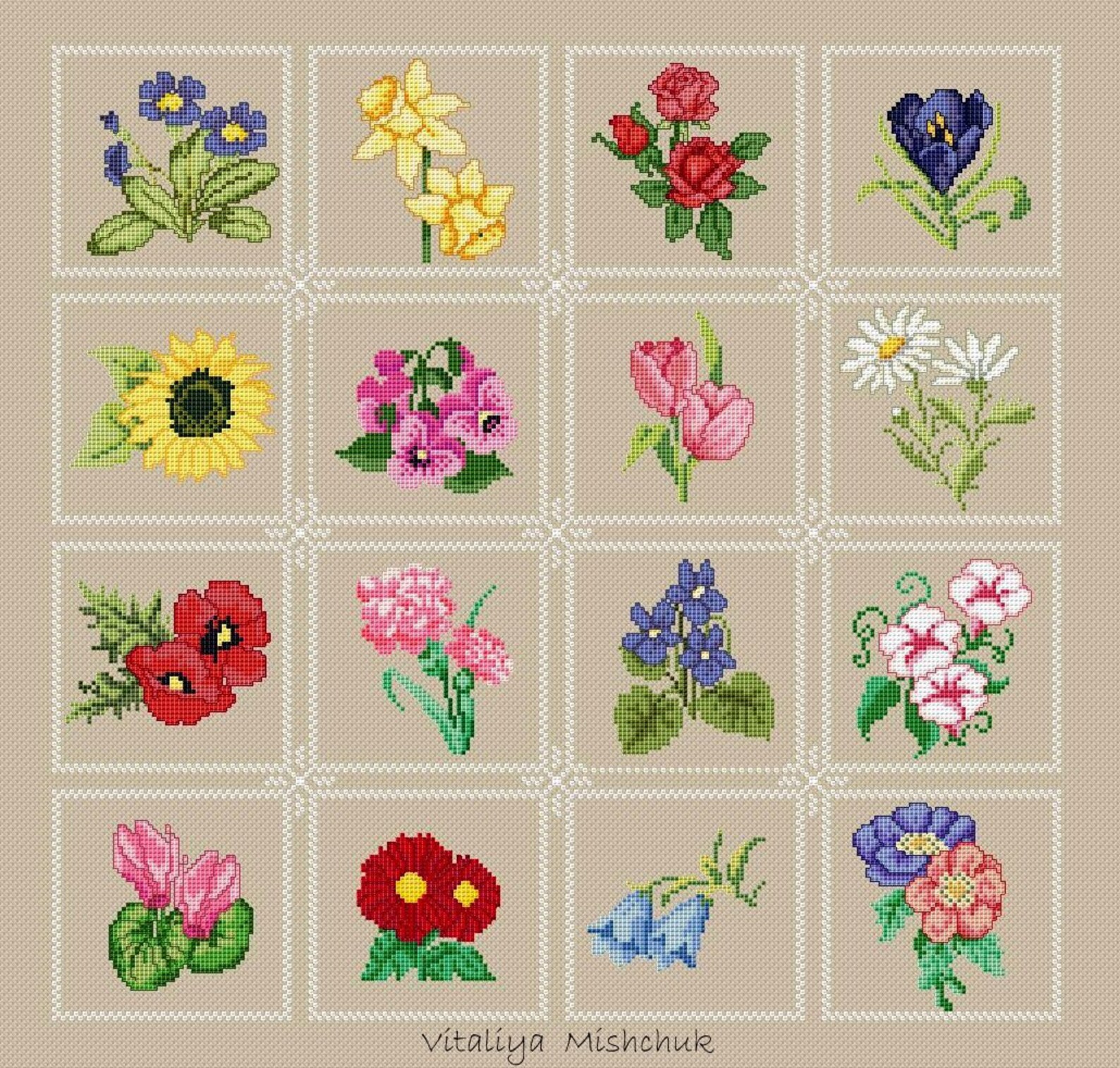 Flower Sampler Cross Stitch Pattern Flower Mini Small Floral - Etsy