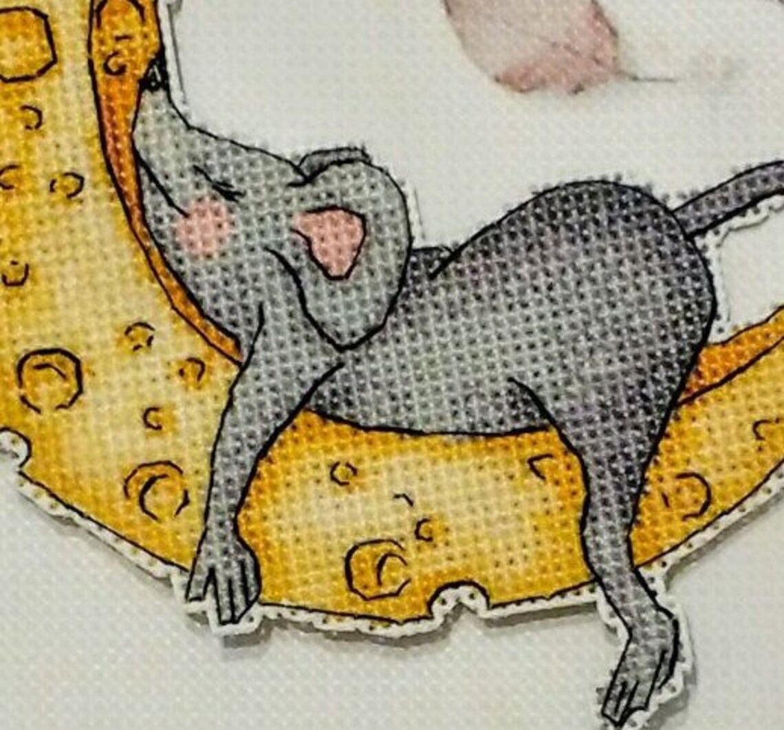 Mouse Cross Stitch Pattern Cheese Colorful Art DIY X Stitch | Etsy