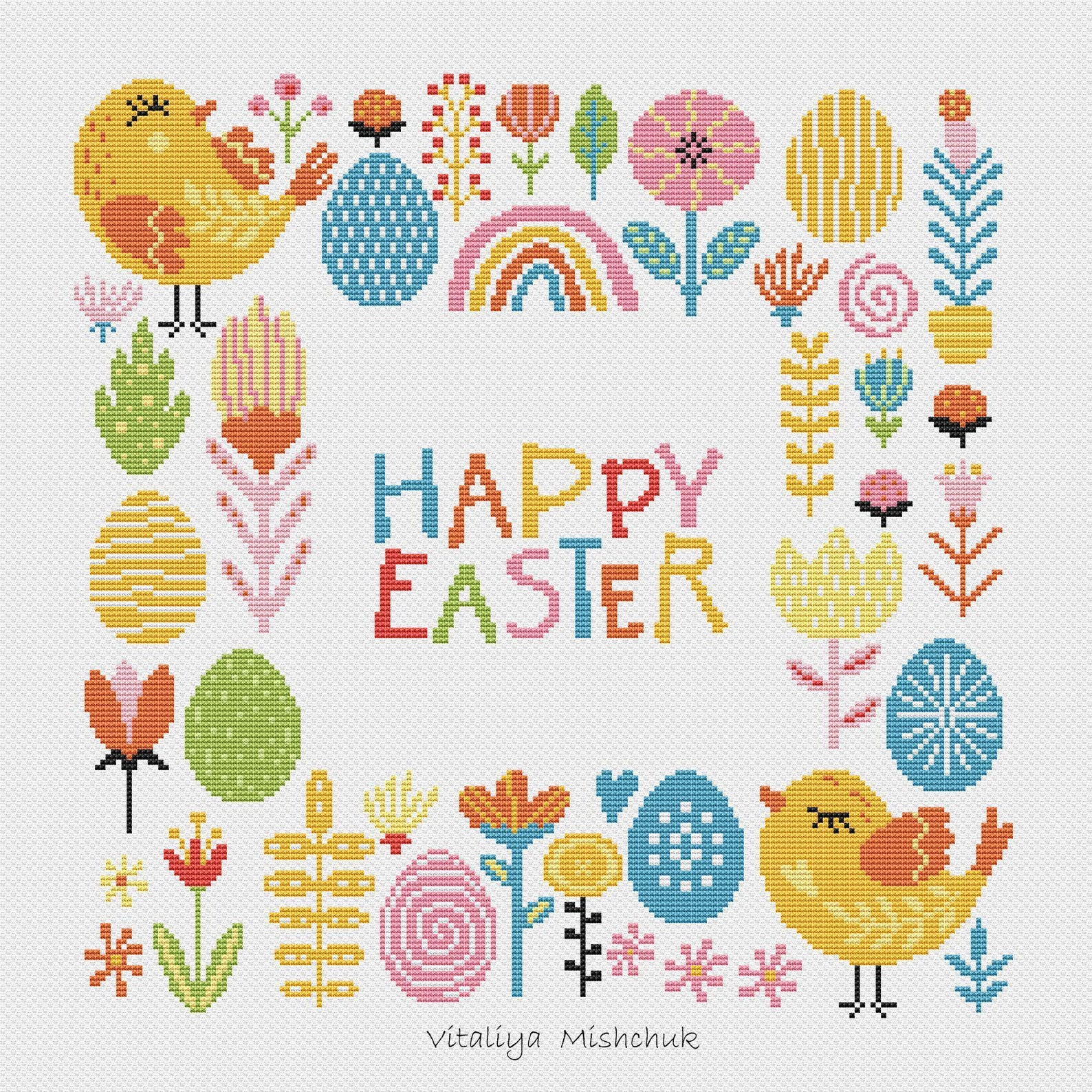 Happy Easter Cross Stitch Patterns Scandinavian Spring Folk Kids ...