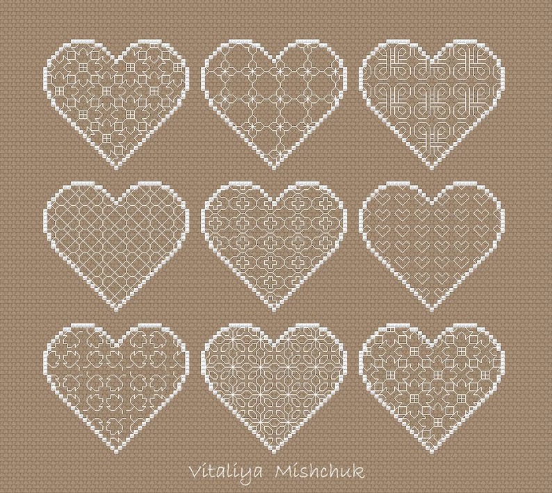 Heart Blackwork Cross Stitch Pattern PDF Small Ornament Love - Etsy