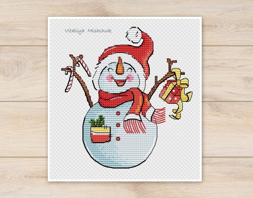 Christmas Snowman Cross Stitch Pattern Set Ornaments - Etsy