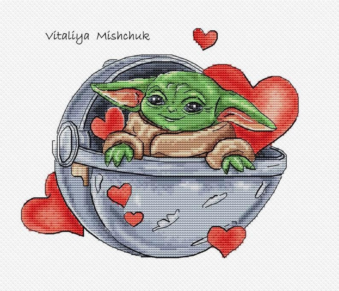 Baby Yoda Cross Stitch Pattern Yoda Mandalorian Colorful Baby - Etsy