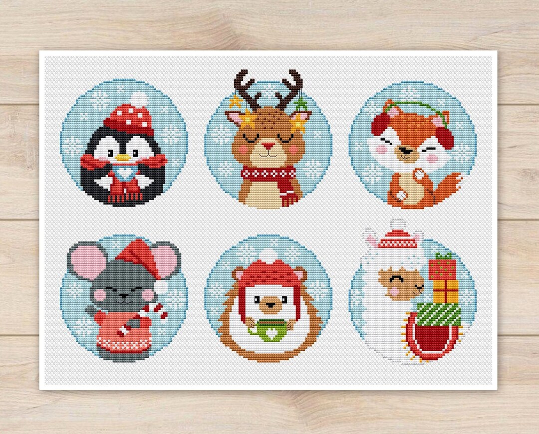 Christmas Animal Cross Stitch Pattern Ornaments Ball Decoration Easy ...