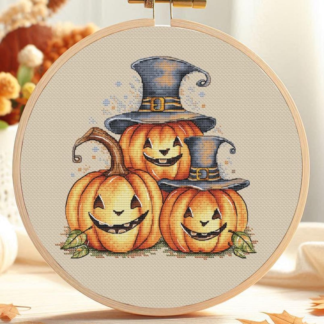 Halloween Pumpkin Cross Stitch Pattern PDF Spooky Happy Halloween Scary ...