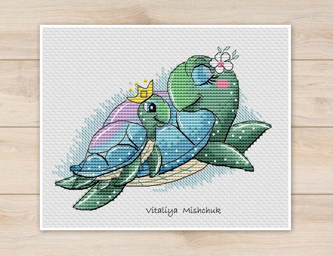 Sea Turtle Cross Stitch Pattern PDF Mom and Baby Sea Life for - Etsy