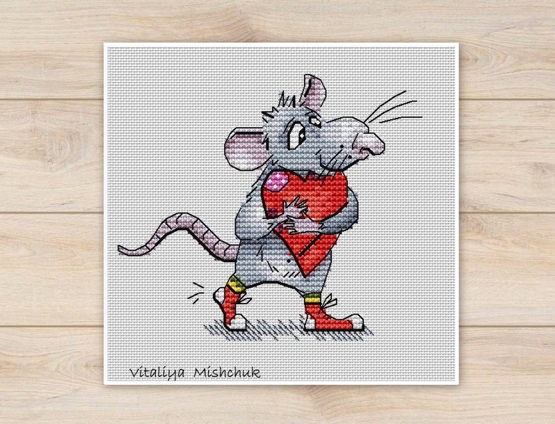 Mouse Cross Stitch Patterns Pdf Love Cross Stitch Counted DIY - Etsy
