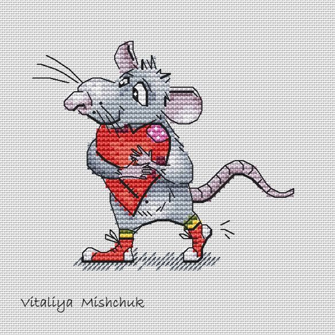 Mouse Cross Stitch Patterns Pdf Love Cross Stitch Counted DIY | Etsy