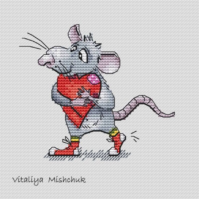 Mouse Cross Stitch Patterns Pdf Love Cross Stitch Counted DIY - Etsy