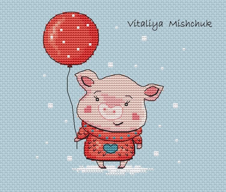 Small Pig Cross Stitch Pattern Christmas Animals Cross Stitch - Etsy